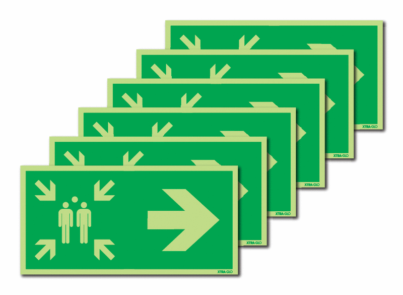 6-Pack Xtra-Glo Assembly Point/Arrow Right Signs | Seton