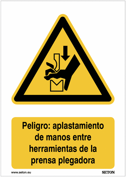 Señal ISO 7010 - Peligro: aplastamiento de manos entre herramientas de ...