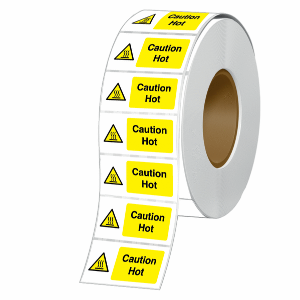 Caution Hot - Vinyl Safety Labels On-a-Roll | Seton