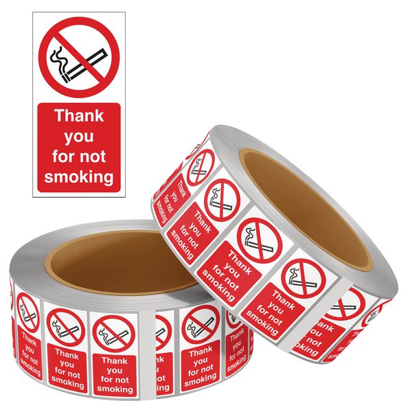 Thank You For Not Smoking Vinyl Safety Labels On-a-Roll | Seton