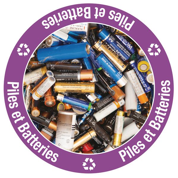 Panneau rond - recyclage des piles et batteries | Seton