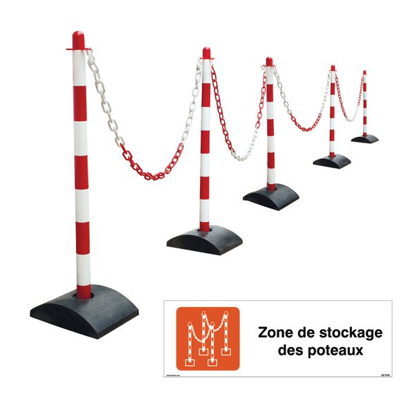 Kit poteaux à chaines et panneau zone de stockage | Seton