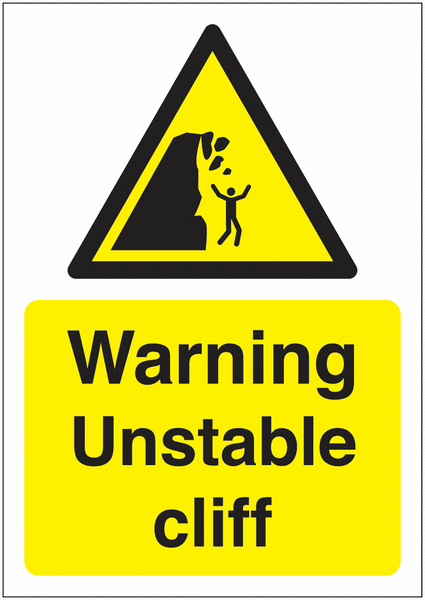Warning Unstable Cliff Sign | Seton
