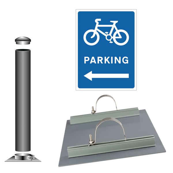 Cycle Parking (Left Arrow Symbol) - Sign Installation Kit | Seton
