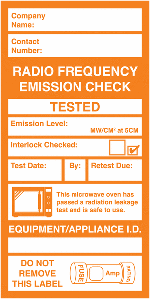 Microwave Emission Test Labels | Seton