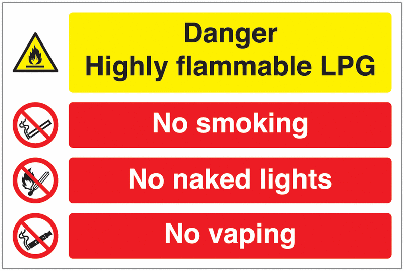 Danger Highly Flammable LPG/No Smoking/No Vaping Sign | Seton