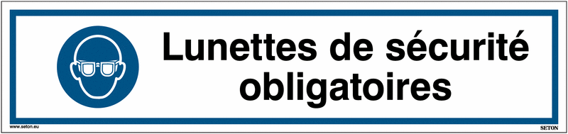 Bande autocollante ISO 7010 - M004 - Lunettes de sécurité obligatoires ...
