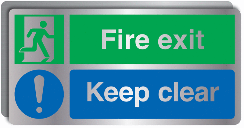 Deluxe Metal Look Safety Signs - Fire Exit Keep Clear | Seton