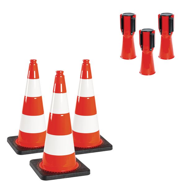 Kit coni da cantiere e avvolgitore a nastro retrattile | Seton