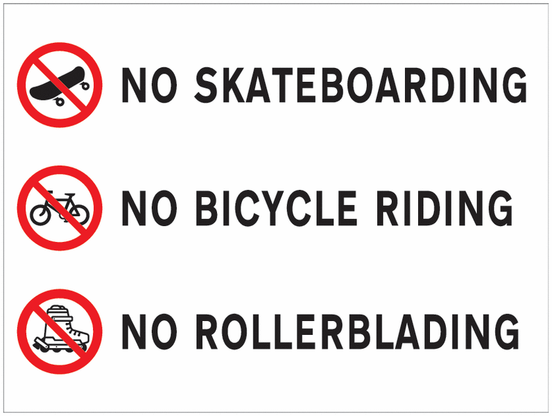 No Skateboarding, Bike Riding or Rollerblading Sign | Seton