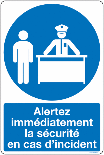 Panneau Alerte Sécurité Incident picto et texte | Signals