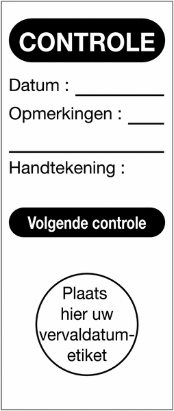 Beschrijfbare controlestickers voor gebruik met keuringsstickers ...