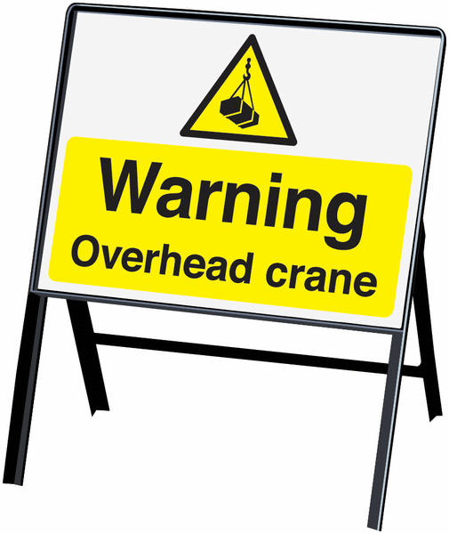 Warning Overhead Crane Load Stanchion Signs | Seton