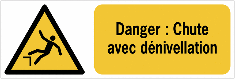 Panneau ISO 7010 Risque de chute avec dénivellation - W008 | Seton