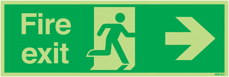 Nite-Glo Fire Exit Running Man & Arrow Right Signs | Seton