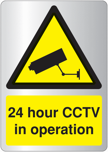 Deluxe Metal Look Signs - 24 Hour CCTV in Operation | Seton