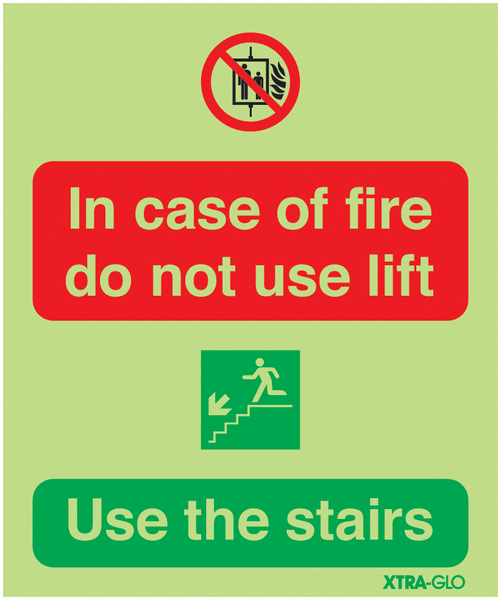 Xtra-Glo In Case Of Fire/Use Stairs Signs | Seton