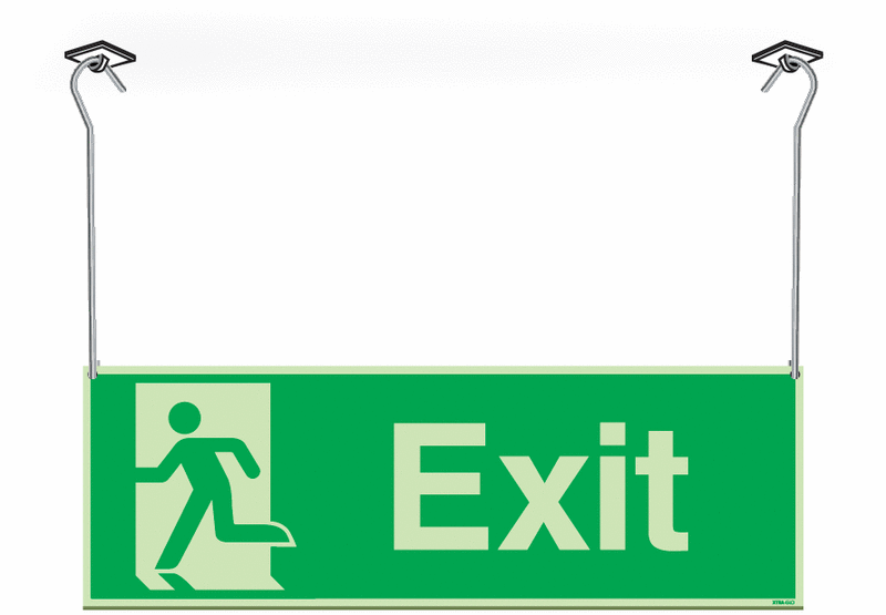Xtra-Glo Double-sided Exit Running Man Left Hanging Signs | Seton