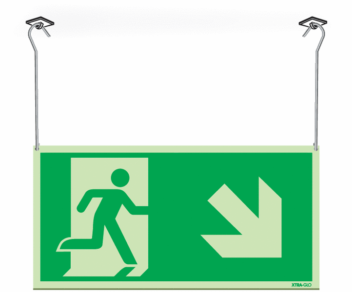 Xtra-Glo 2-Sided Running Man/Arrow Down&Right Hanging Sign | Seton