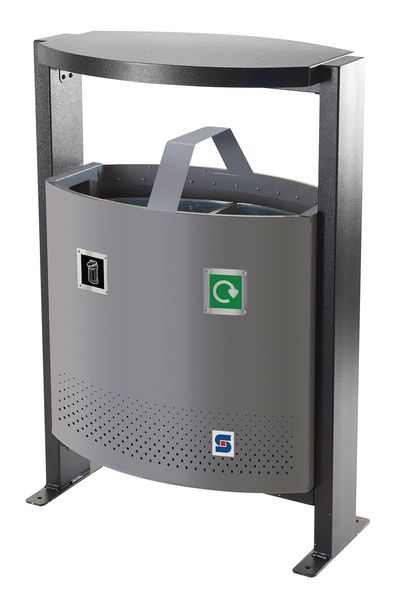 Achilles Outdoor Two Compartment Metal Recycling & Waste Bin | Seton