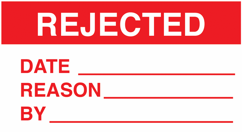 Rejected By/Date/Reason Jumbo Write-On Labels | Seton