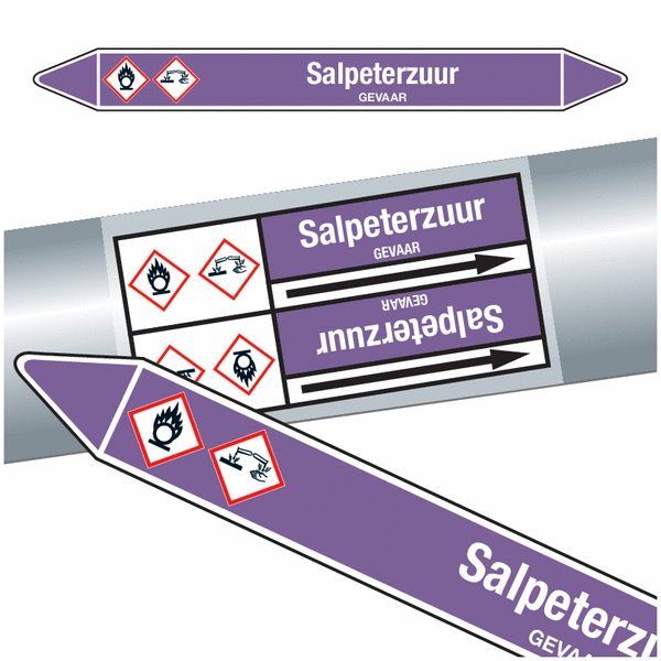 Leidingmerkers CLP "Salpeterzuur" (Basen) | Seton