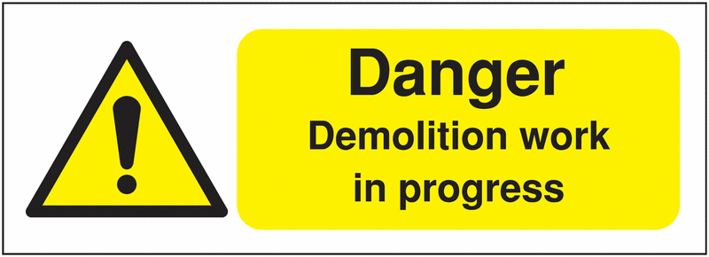 Danger Demolition Sign Vinyl Site Safety Labels - Single | Seton