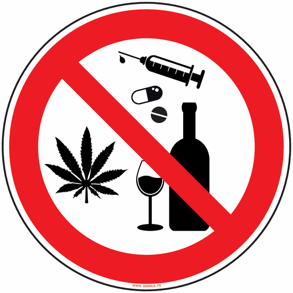 Panneau consommation alcool produit stupéfiant interdit | Signals