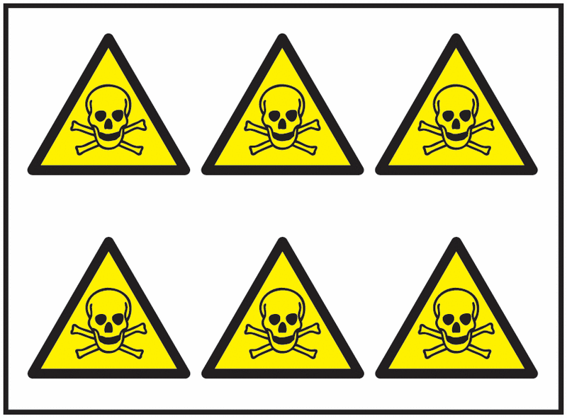 Beware Toxic Material Symbol Sheet of Vinyl Labels | Seton