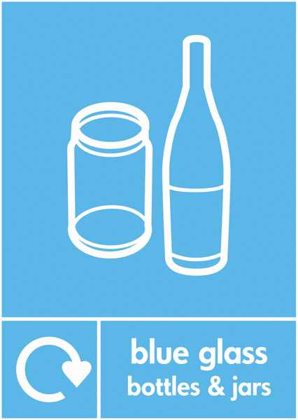 Blue Glass - WRAP Glass Waste Recycling Signs | Seton