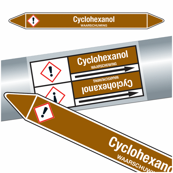 Leidingmerkers CLP "Cyclohexanol" (Ontvlambare vloeistoffen) | Seton