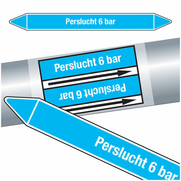 Leidingmerkers CLP "Perslucht 6 bar" (Lucht) | Seton