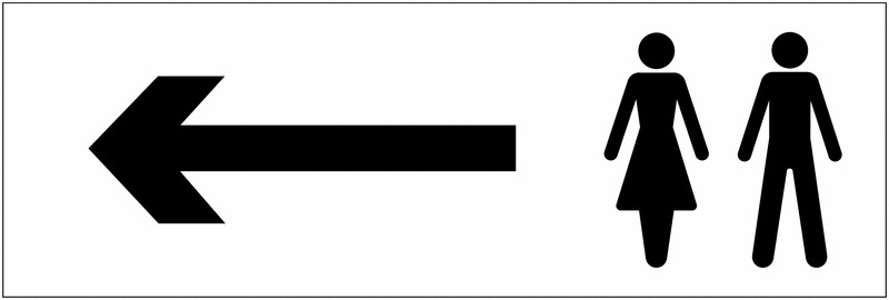 Male/Female Arrow Left Toilets Washroom Rectangle Sign | Seton