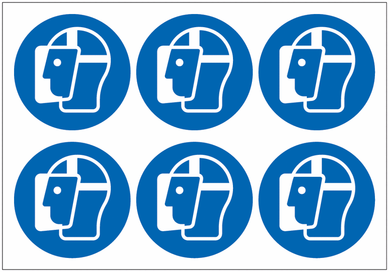 Wear A Face Shield Symbol Sheet of Vinyl Labels | Seton