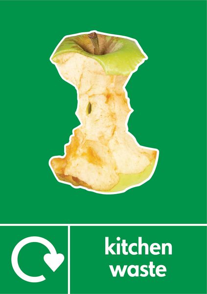 Kitchen Waste - WRAP Photographic Recycling Signs | Seton