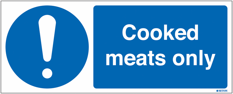Cooked Meats Only Sign (With Symbol) | Seton