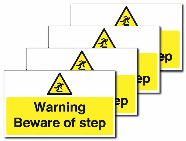 4-Pack Warning Beware of Step Rectangular Floor Signs | Seton