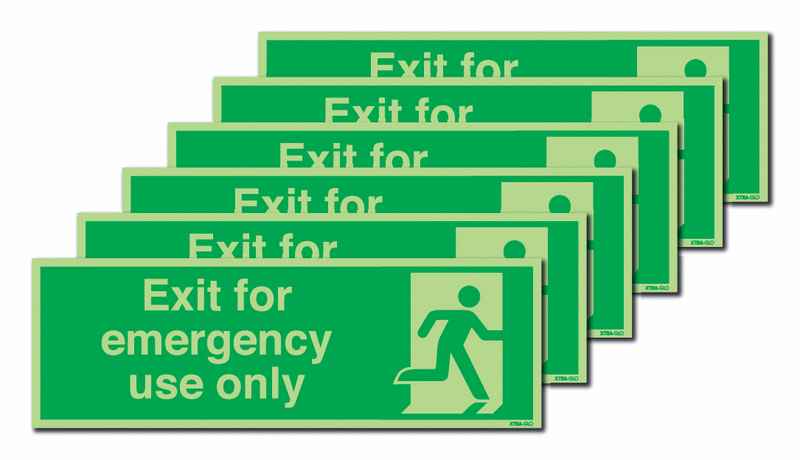 6-Pack Xtra-Glo Exit For Emergency Use Only Signs | Seton