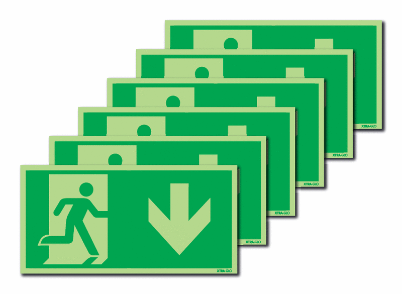6-Pack Xtra-Glo Running Man Right/Arrow Down Signs | Seton