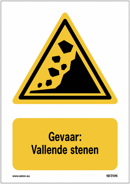 Verticale waarschuwingsborden en -stickers - Gevaar: Vallende stenen ...