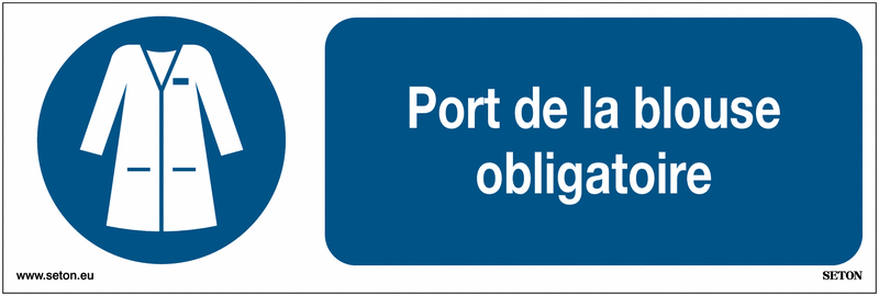 Pictogramme blouse de protection, panneau port des EPI | Seton
