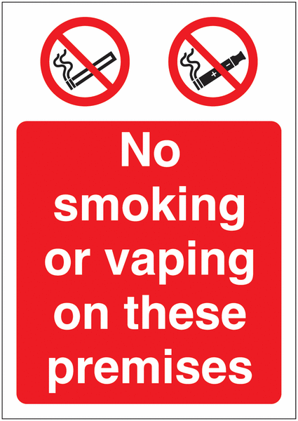 No Smoking or Vaping On These Premises Prohibition Sign | Seton