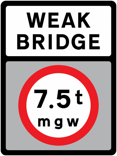 Traffic Signs - Weak Bridge - 7.5 Tonnes Maximum Weight | Seton
