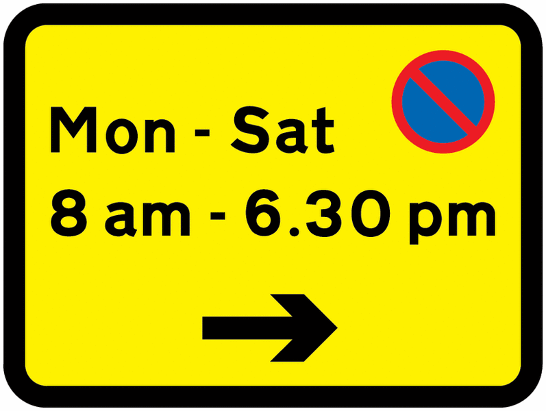 Traffic Signs - No Waiting Monday - Saturday 8AM - 6PM | Seton