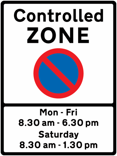 Traffic Signs No Waiting Controlled Zone. Fast Delivery | Seton