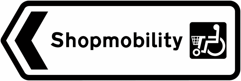 Traffic Signs - Shopmobility (Arrow Left). Fast Delivery | Seton