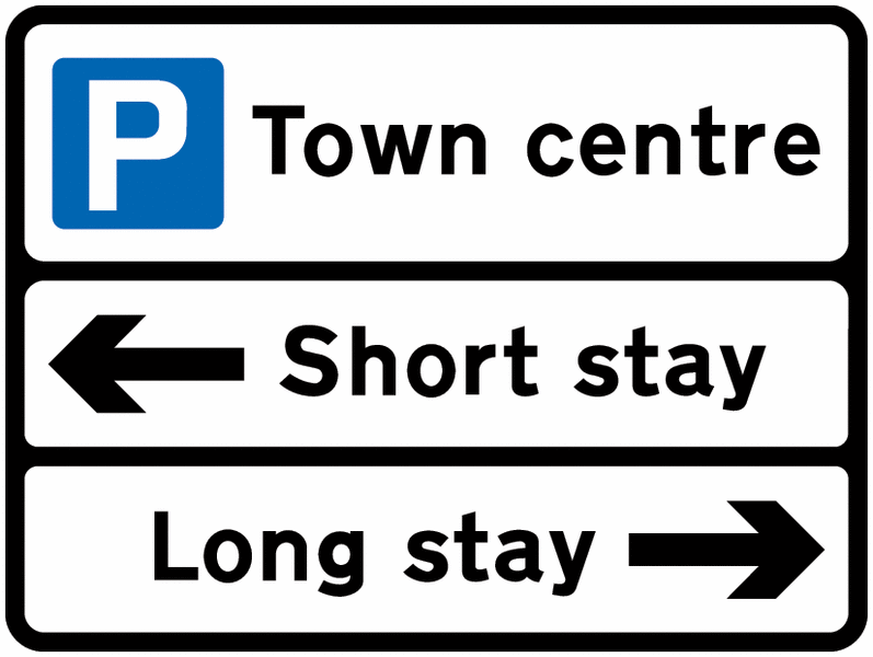 Traffic Signs Parking Town Centre, Short Stay, Long Stay | Seton
