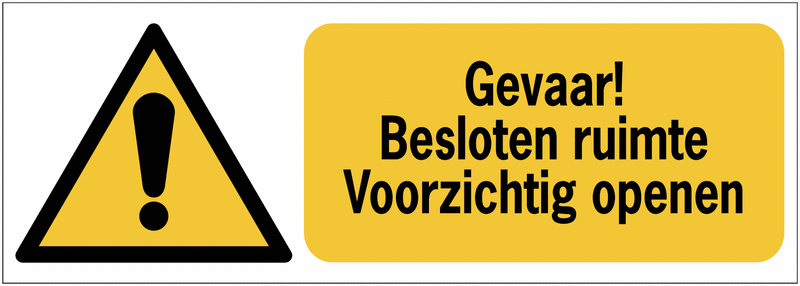 Horizontale waarschuwingsborden en -stickers ISO 7010 - Besloten ruimte ...