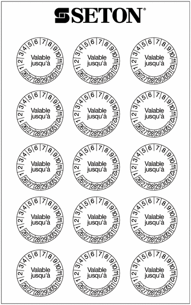 Pastilles calendrier rondes avec texte en polyoléfine ultra ...