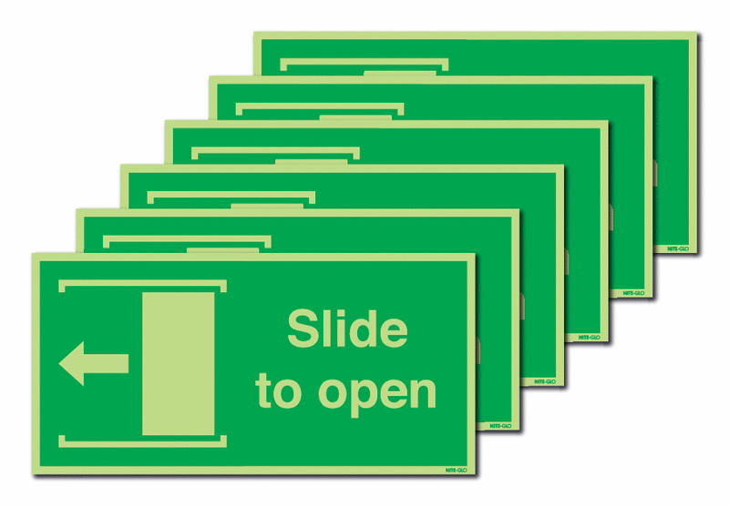 6-Pack Nite-Glo Slide To Open (Arrow Left) Signs | Seton